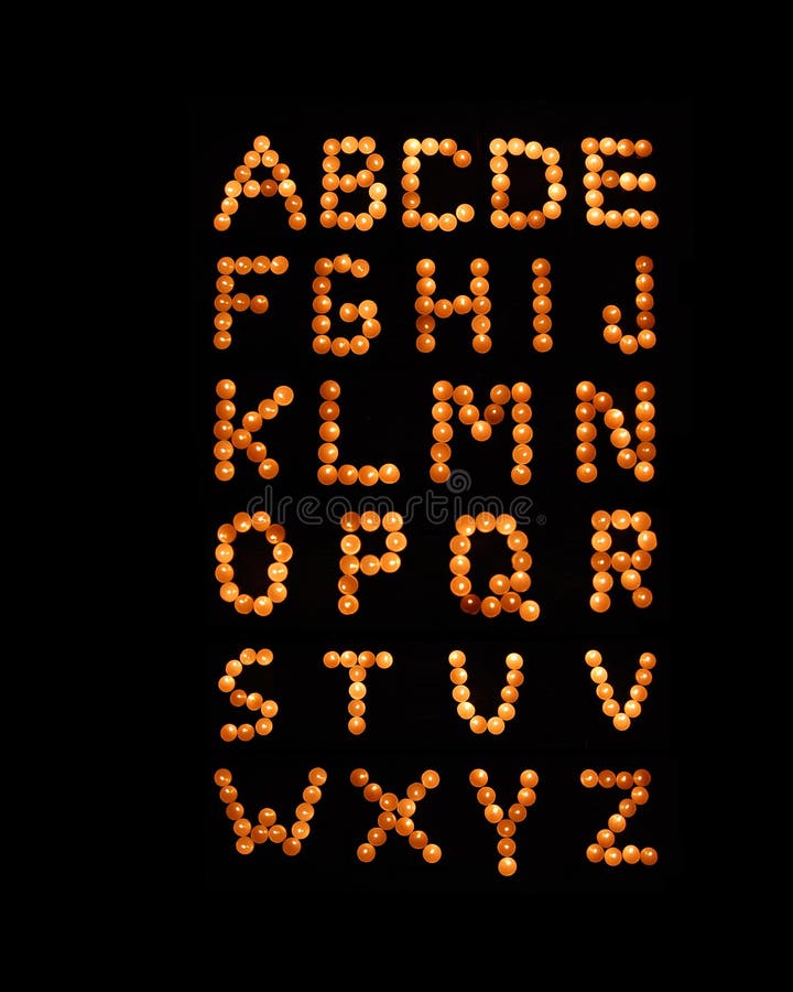 Alphabet of Glowing Candles Stock Photo - Image of candlesn ...