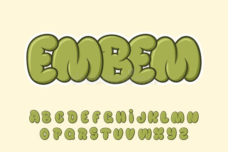 Alphabet Green Springy Graffity Two Tone Font Type Cartoon Vector Stock ...