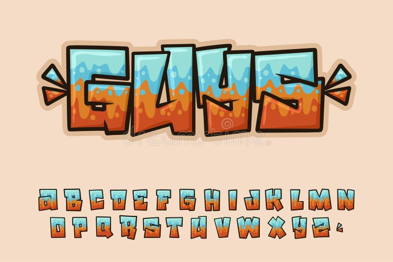 Alphabet Graffiti Melt Pattern Square Style Cartoon Letters Vector ...
