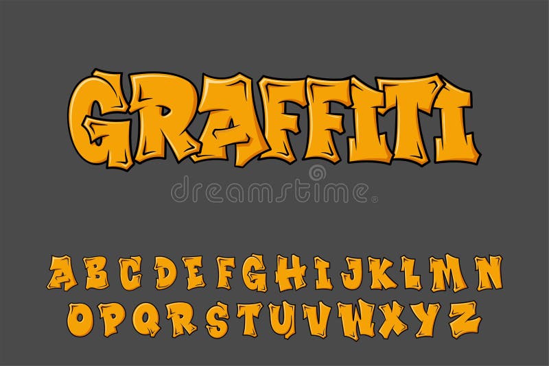 Alphabet Graffiti Street Orange Typeset Cartoon Vector Stock Vector ...