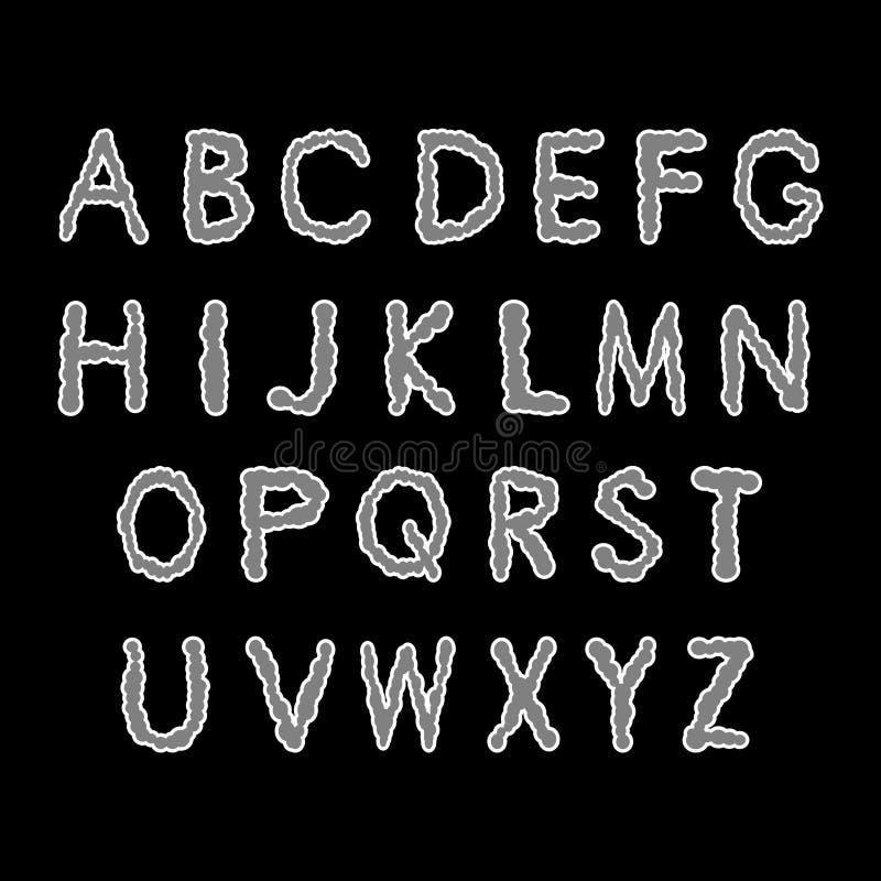 Alphabet, Gray Letters on a Black Background Stock Vector ...