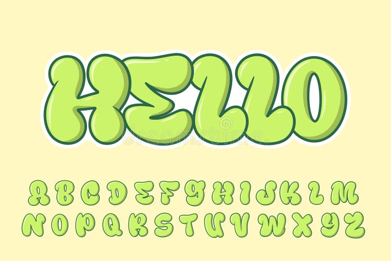 Alphabet Green Fun Graffiti Cartoon Vector Stock Vector - Illustration ...
