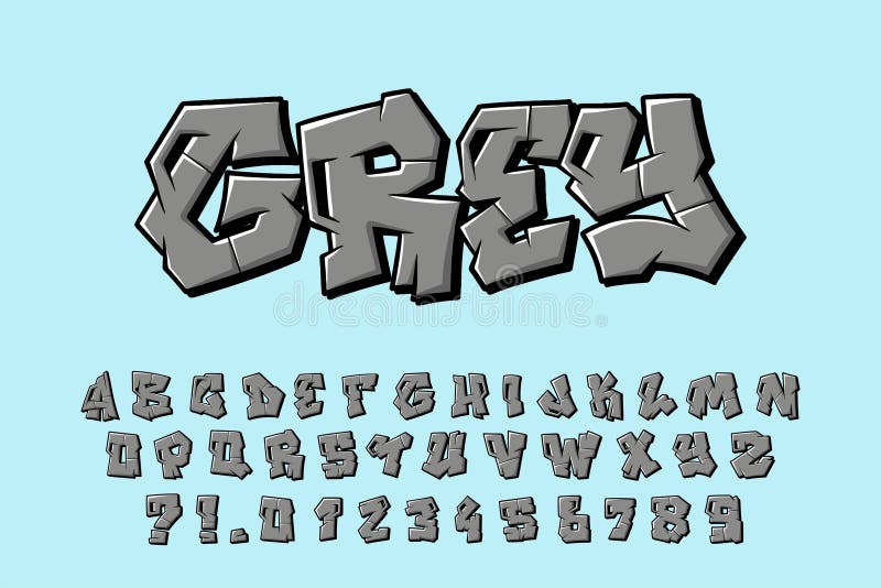 Alphabet Grey Dark Broken Graffiti Vector Letters Stock Vector ...