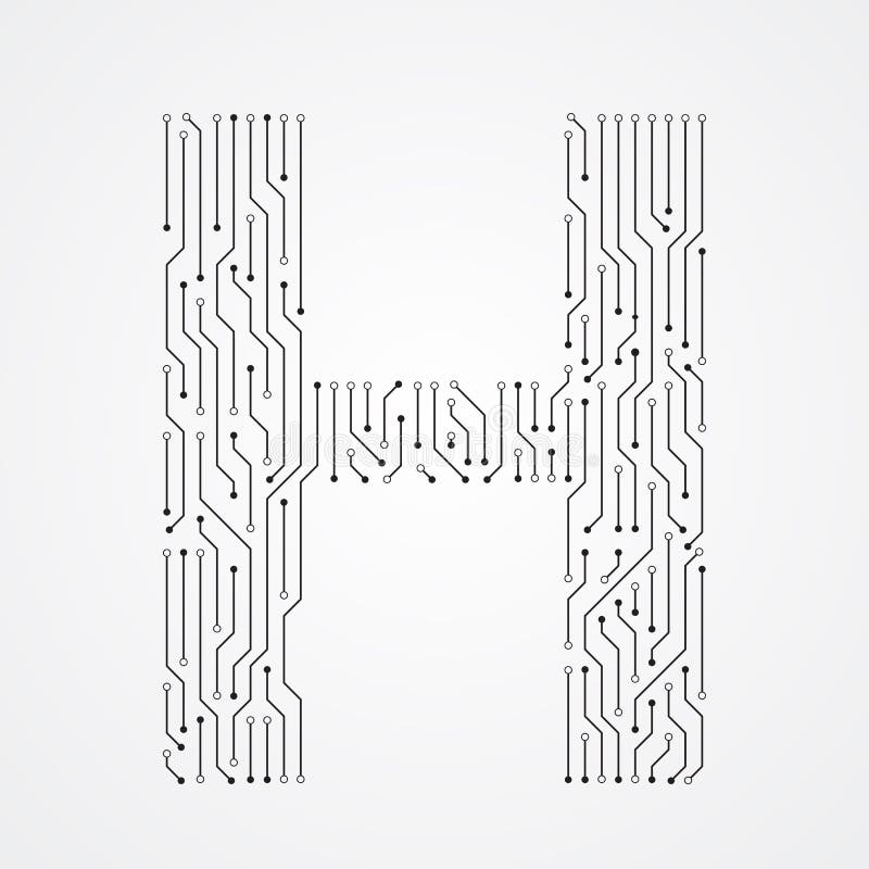 Alphabet H Shape Digital Line Design Stock Vector - Illustration of ...