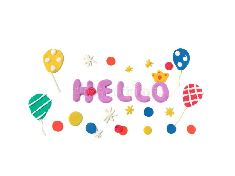 Alphabet Hallo Plasticinelehm, Ballonpartei, Farbteig Stock Abbildung ...