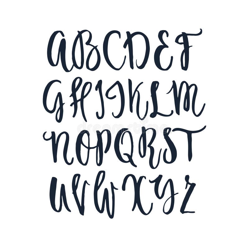 Handdrawn Calligraphic Alphabet Stock Vector - Illustration of element ...