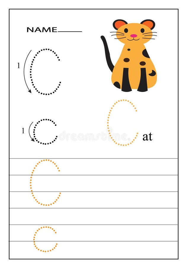 Alphabet Tracing Worksheet C Stock Vector - Illustration of tracing ...