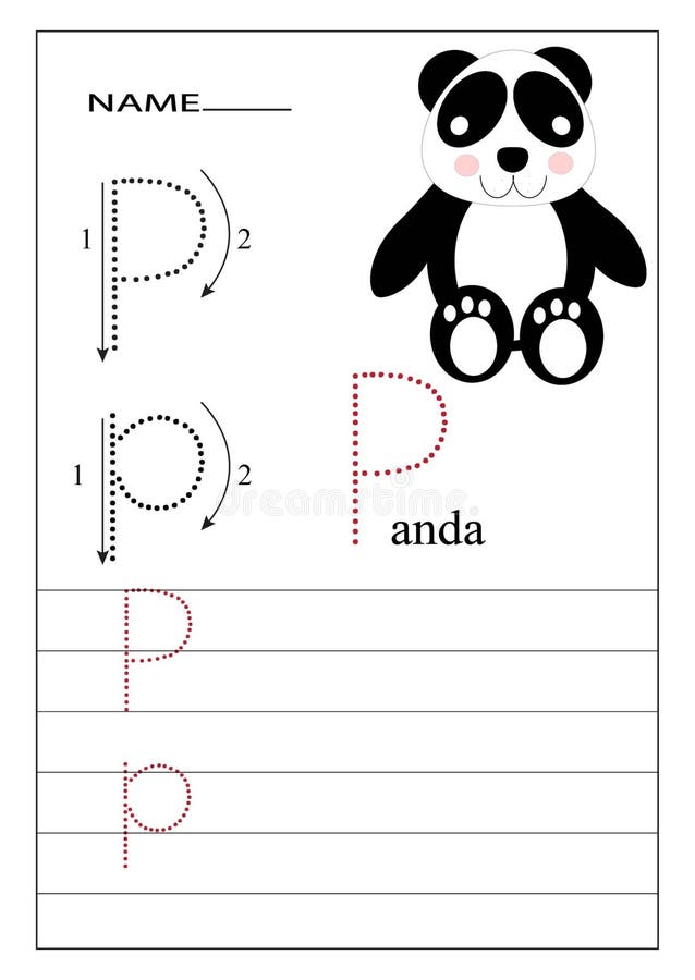 Alphabet Tracing Worksheet P Stock Vector - Illustration of letter ...