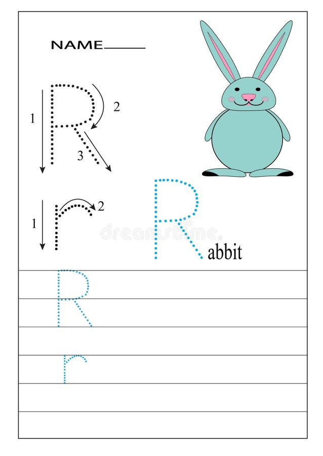 Alphabet Tracing Worksheet R Stock Vector - Illustration of alphabet ...