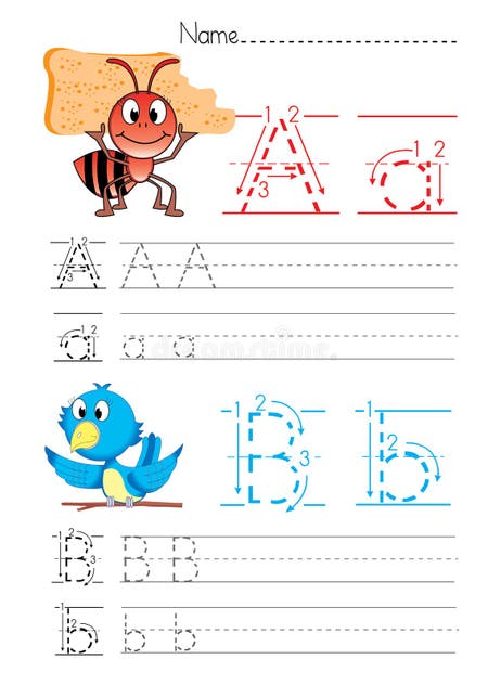 Alphabet handwriting a B stock vector. Illustration of practise - 34056332