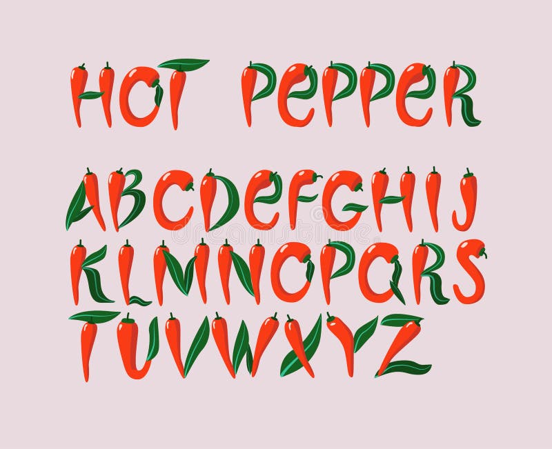 Alphabet, Red Hot Chilli Peppers. Stock Vector - Illustration of chilli ...