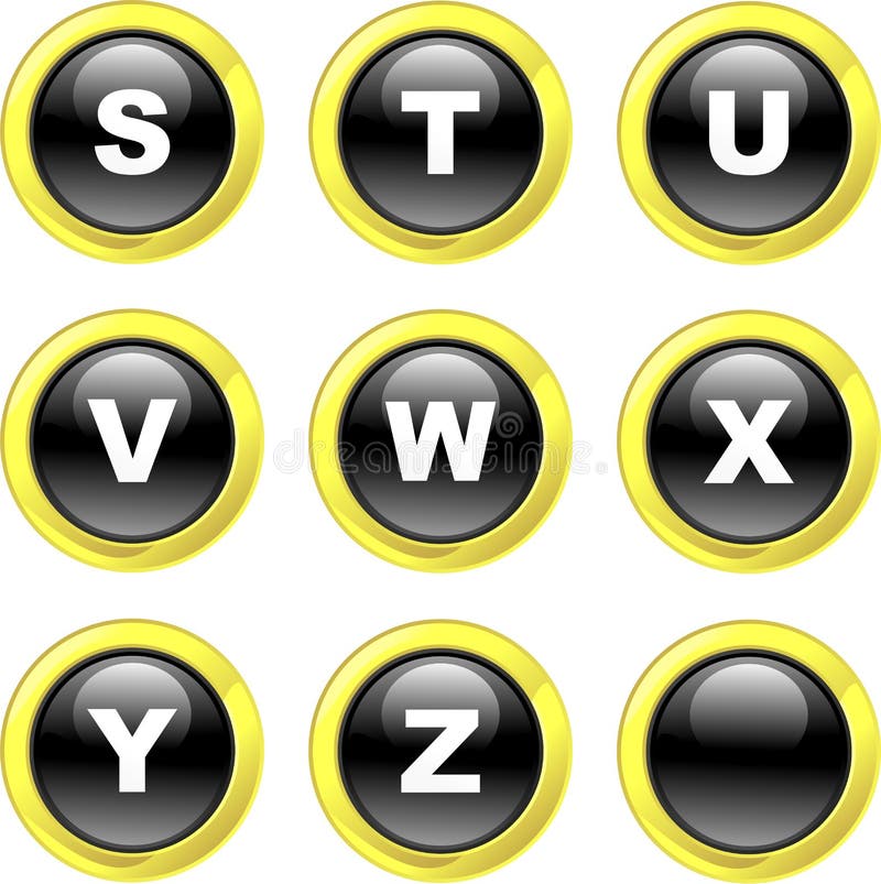 Blue Round Alphabet Buttons Stock Illustration - Illustration of ...