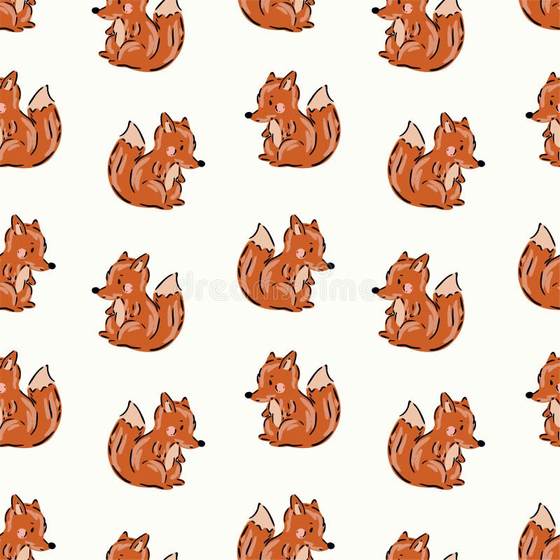 Alphabet Illustration – F – Fox Cute - Seamless Vector Pattern. Stock ...