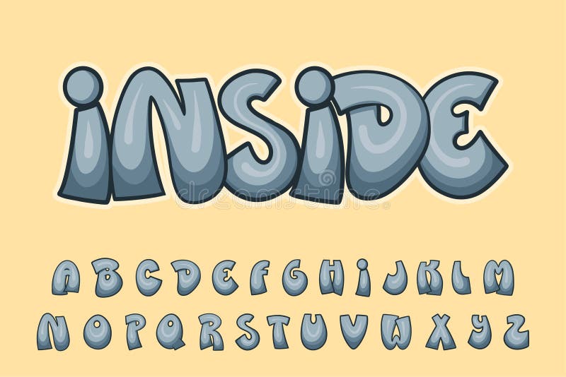 Alphabet Blue Cute Fat Font Type Cartoon Vector Stock Illustration ...