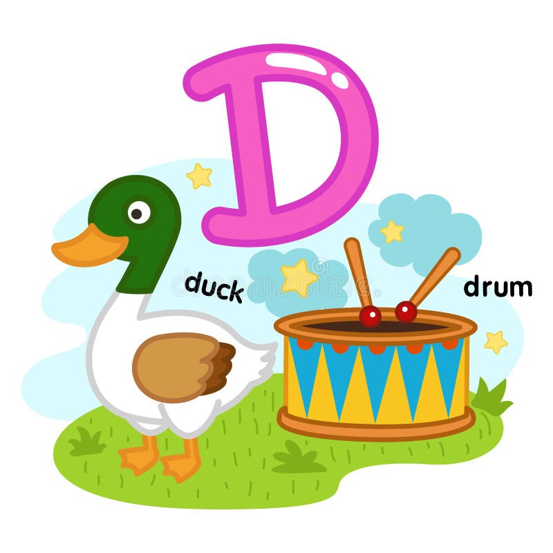Alphabet Isolated Letter D-duck-drum Stock Vector - Illustration of ...