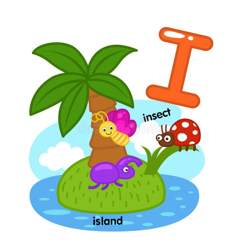 Alphabet Isolated Letter I-insect-island Stock Vector - Illustration of ...