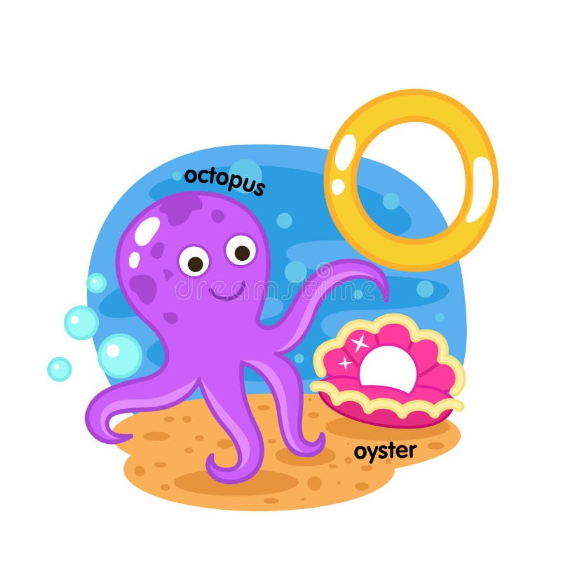 Alphabet Isolated Letter O-octopus-oyster Stock Vector - Illustration ...
