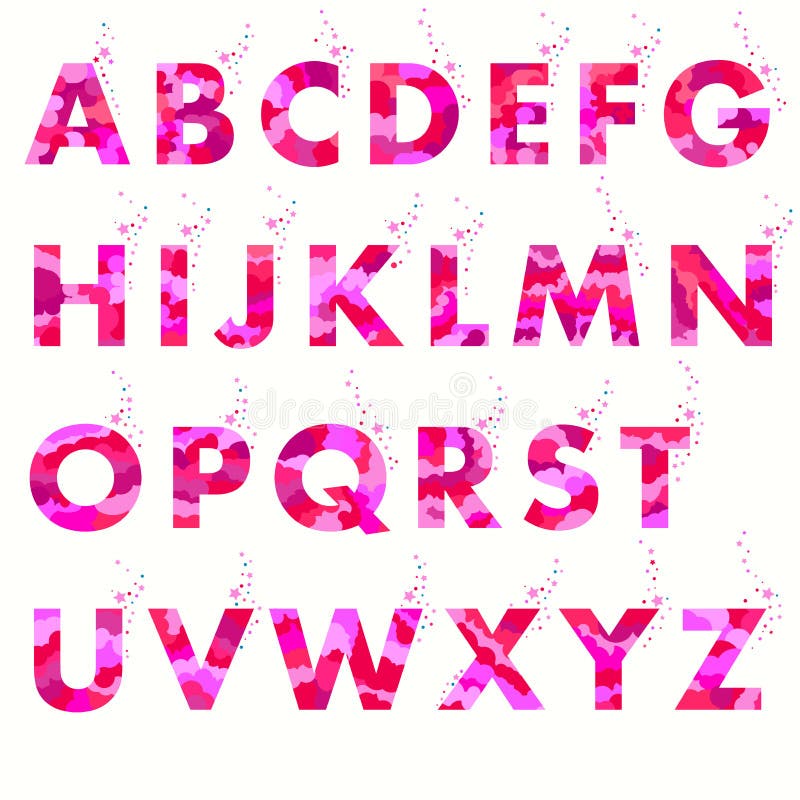 Pink Alphabet Font. Type Letters And Numbers Stock Illustration ...
