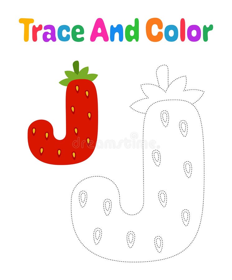 Alphabet J Tracing Worksheet for Kids Stock Vector - Illustration of ...