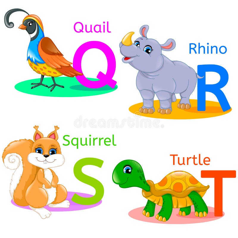 Alphabet kids animals QRST stock vector. Illustration of alphabet ...