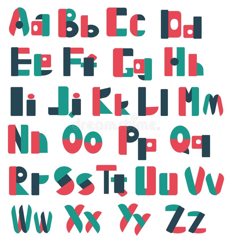 Alphabet Large and Small Letters in Bauhaus Style Stock Vector ...