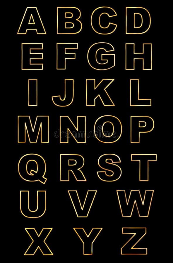 Alphabet Latin De Forme D'or Illustration Stock - Illustration du ...