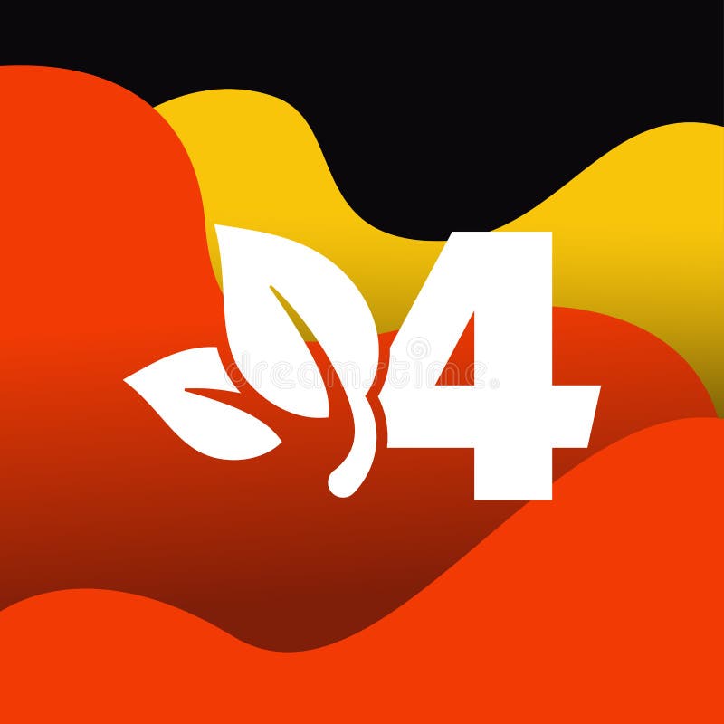 Number 4 Logo with a Combination of Leaves and Colored Background Stock ...