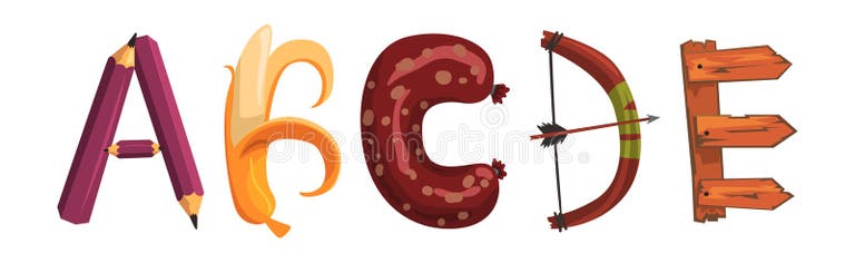 Alphabet Letter Arranged of Different Object Vector Set Stock Vector ...