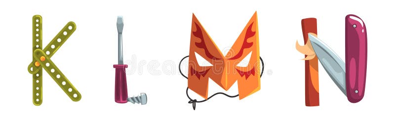 Alphabet Letter Arranged of Different Object Vector Set Stock Vector ...