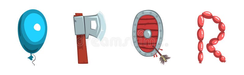 Alphabet Letter Arranged of Different Object Vector Set Stock Vector ...