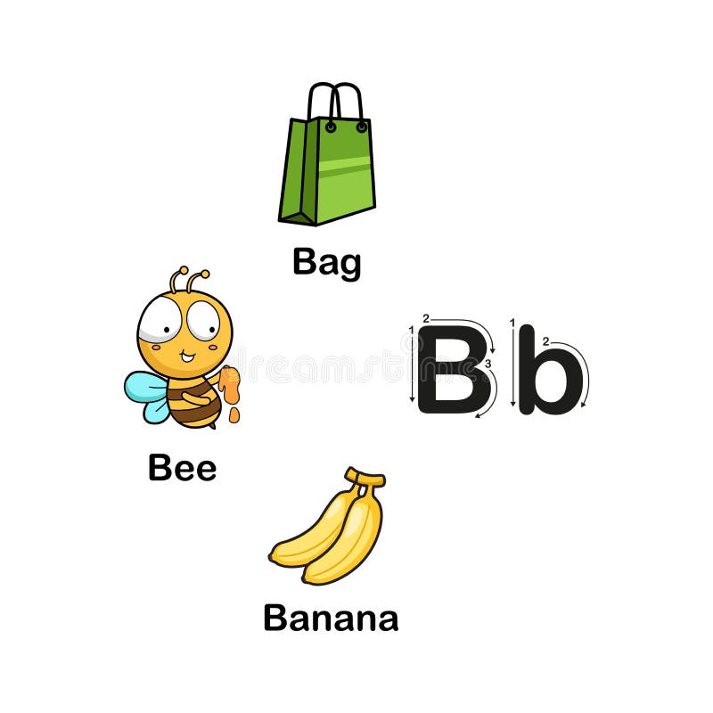 Alphabet Letter B-bag,banana,bee Stock Vector - Illustration of ...