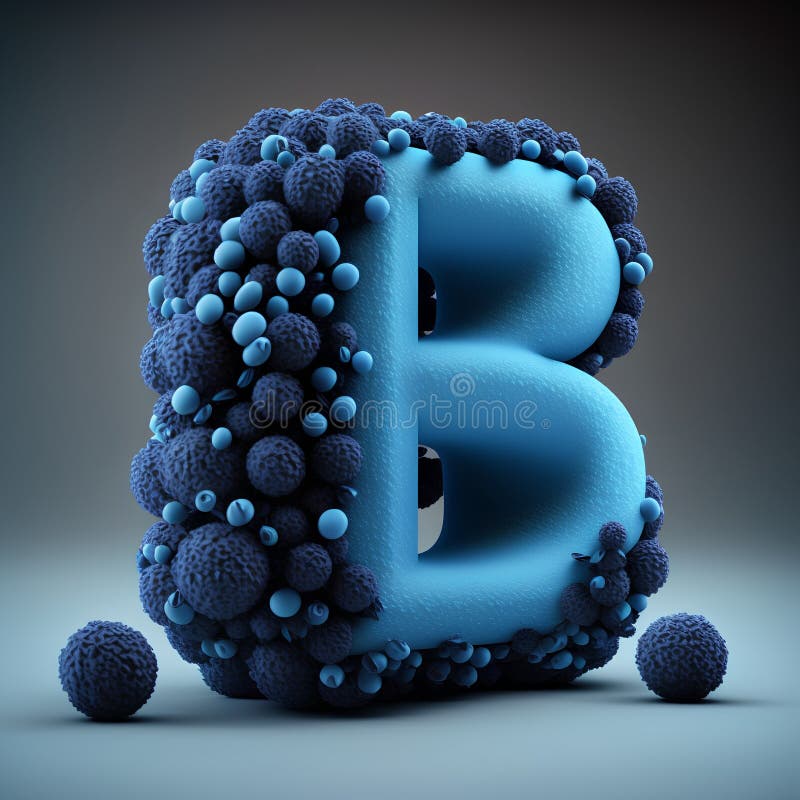 Alphabet Letter B Made of Blue Virus Molecule. 3D Rendering Stock ...