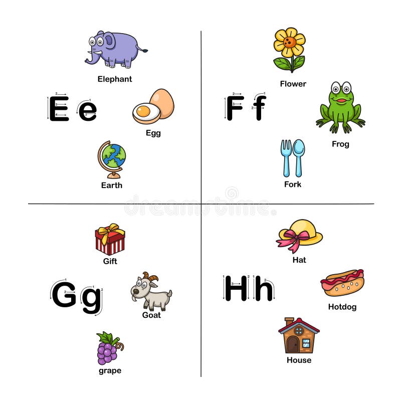 Alphabet Letter E-F-G-H stock vector. Illustration of ambulance - 161782849