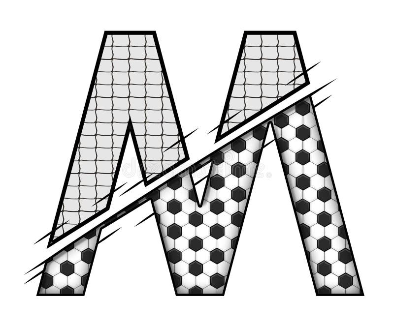 Football and Net Pattern Alphabet Letter M Stock Illustration ...