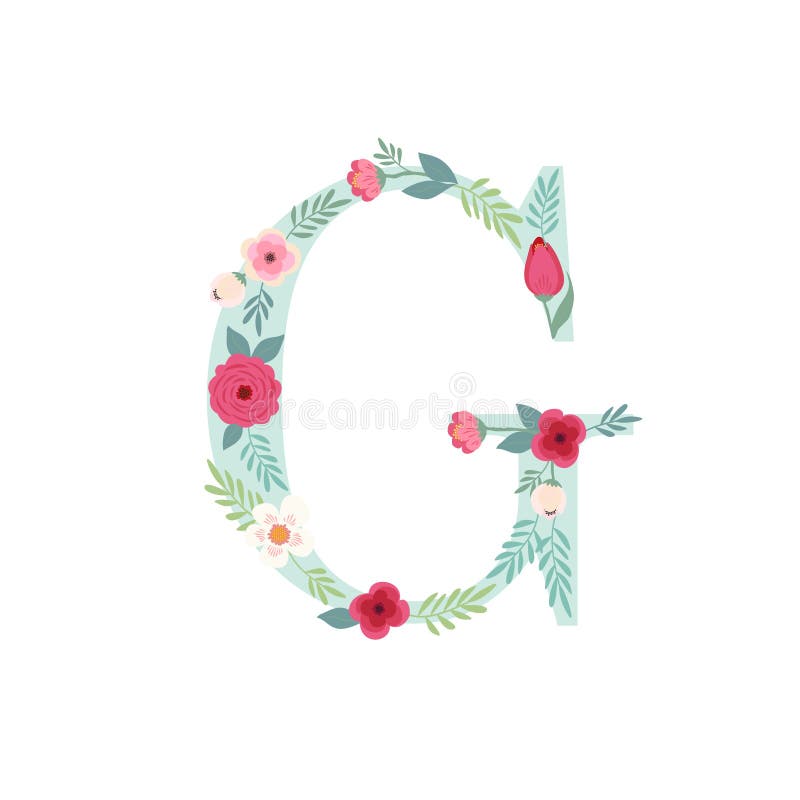 Alphabet Letter G with Flowers Stock Illustration - Illustration of ...