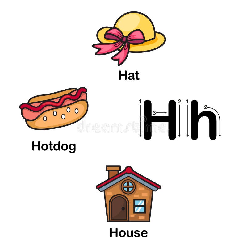 Alphabet Letter H-hat,hotdog,house Illustration Stock Vector ...