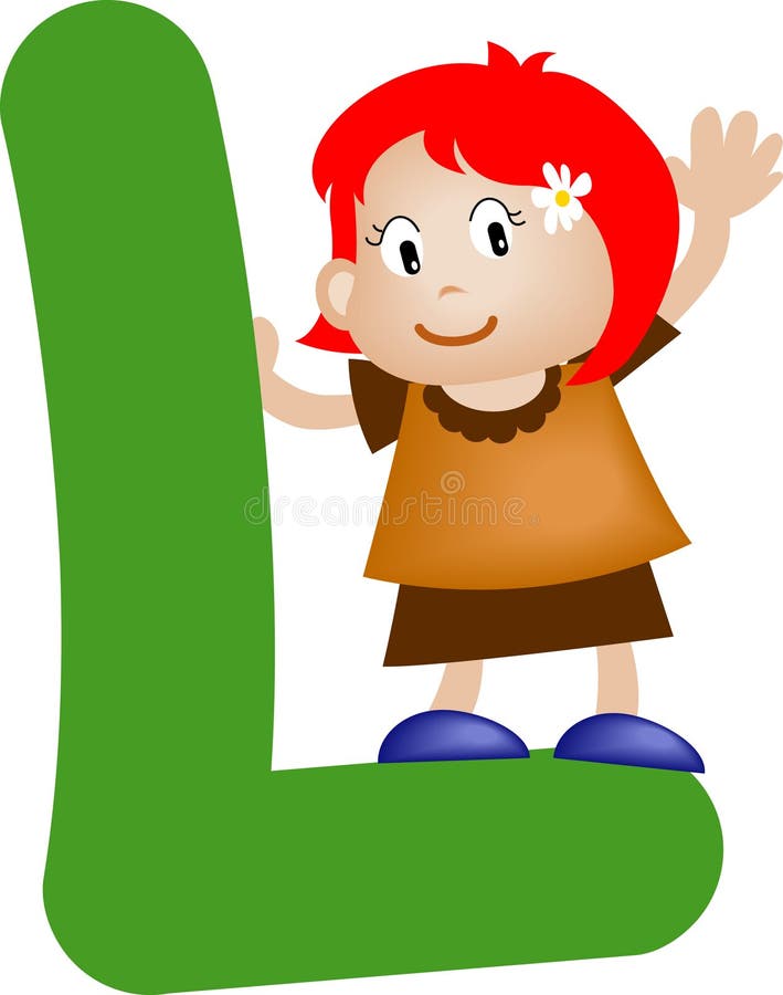 Alphabet letter L (girl) stock illustration. Illustration of girl - 900654