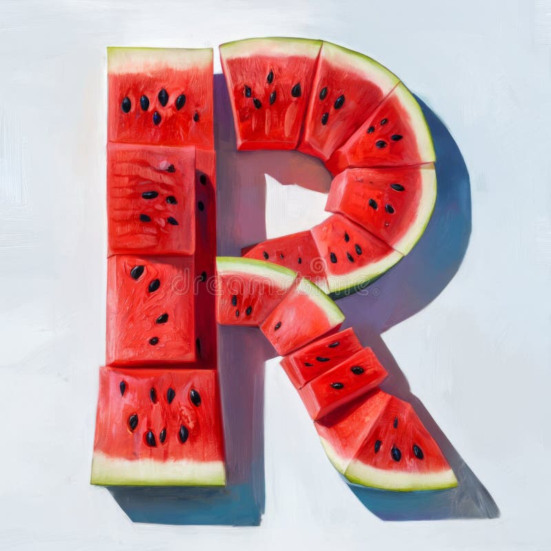 Alphabet Letter R Shaped Watermelon Slice, White Background Stock Image ...