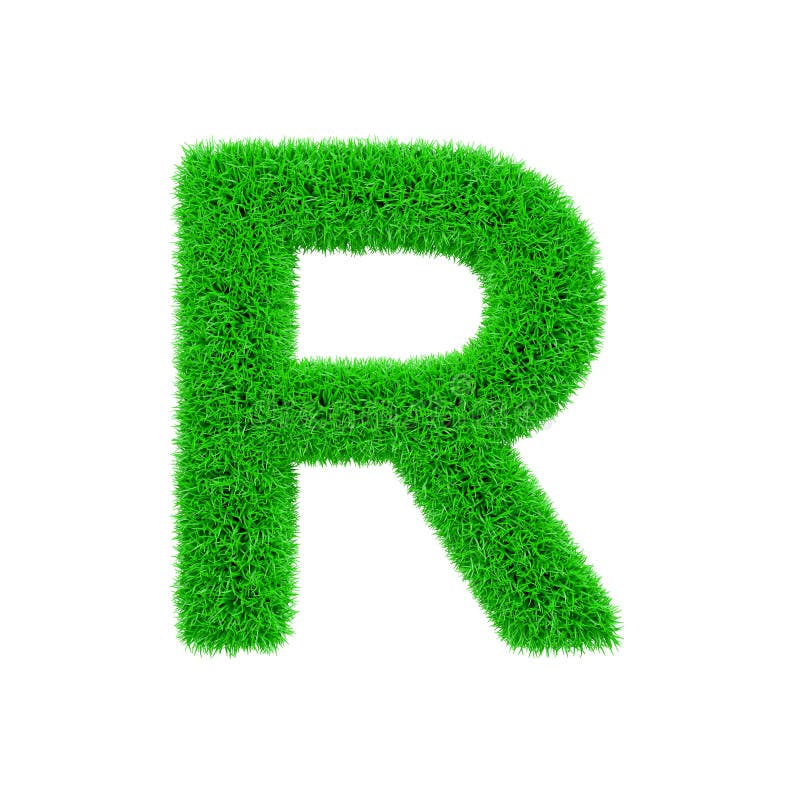 Alphabet Letter R Uppercase Grassy Font Made Of Fresh Green Grass 3d Render Isolated On White