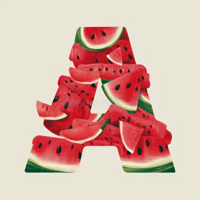 Alphabet Letter a Shaped Watermelon Slice, White Background Stock Photo ...