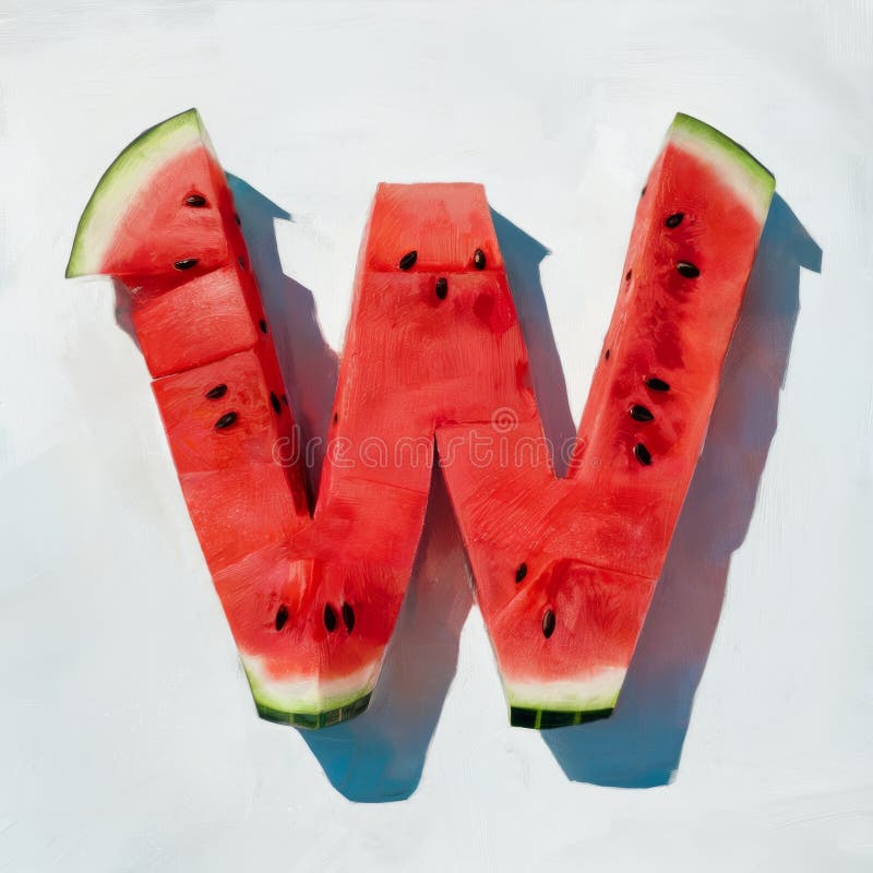 Alphabet Letter W Shaped Watermelon Slice, White Background Stock Photo ...