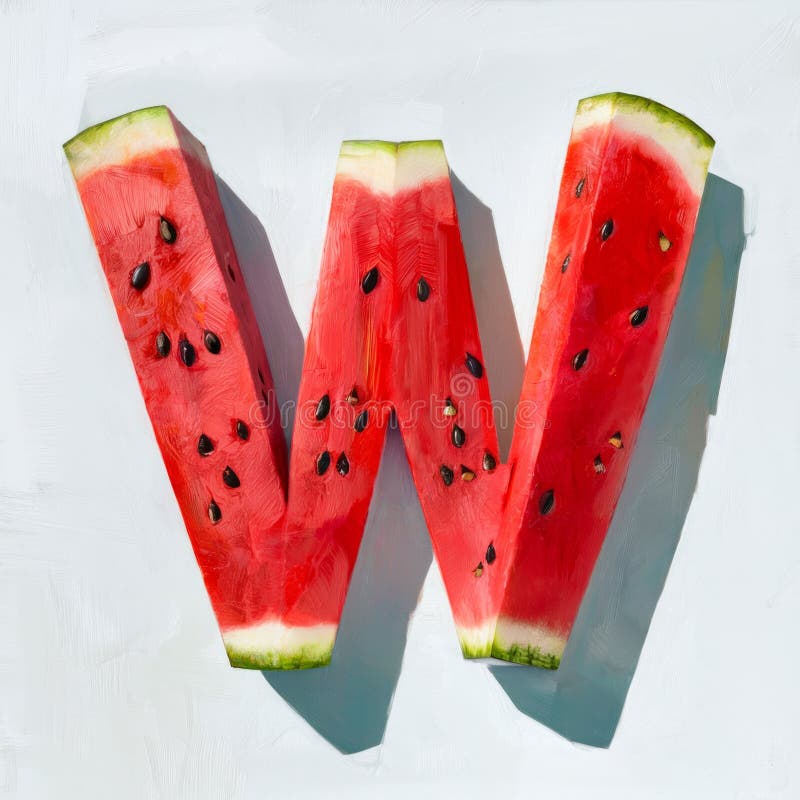 Alphabet Letter W Shaped Watermelon Slice, White Background Stock Image ...
