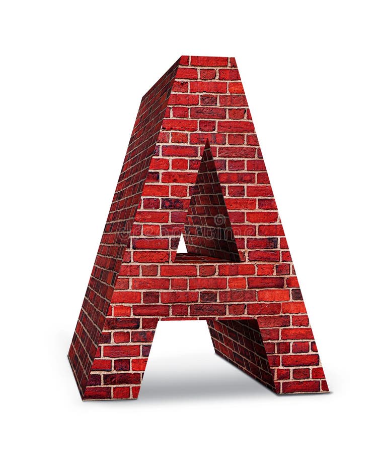 Alphabet Letter a of the Alphabet with Wall of Bricks, 3D Illustration ...