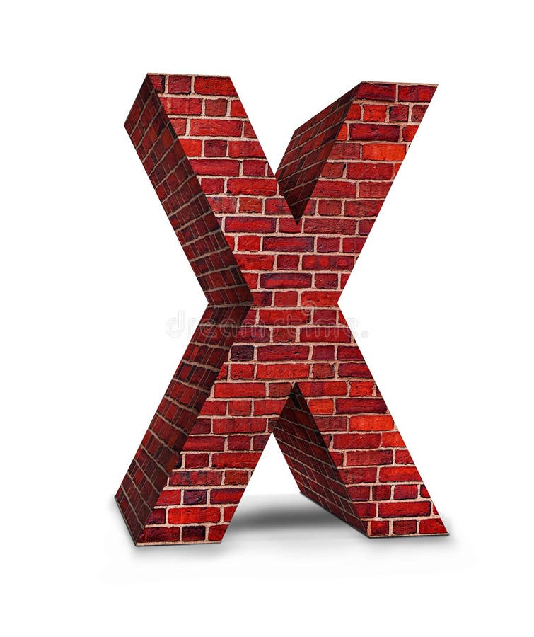 Alphabet Letter X of the Alphabet with Wall of Bricks, 3D Illustration ...