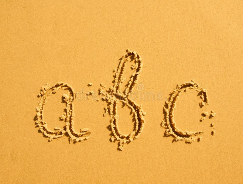 Alphabet Letters a B C Handwritten in Sand Stock Image - Image of ...