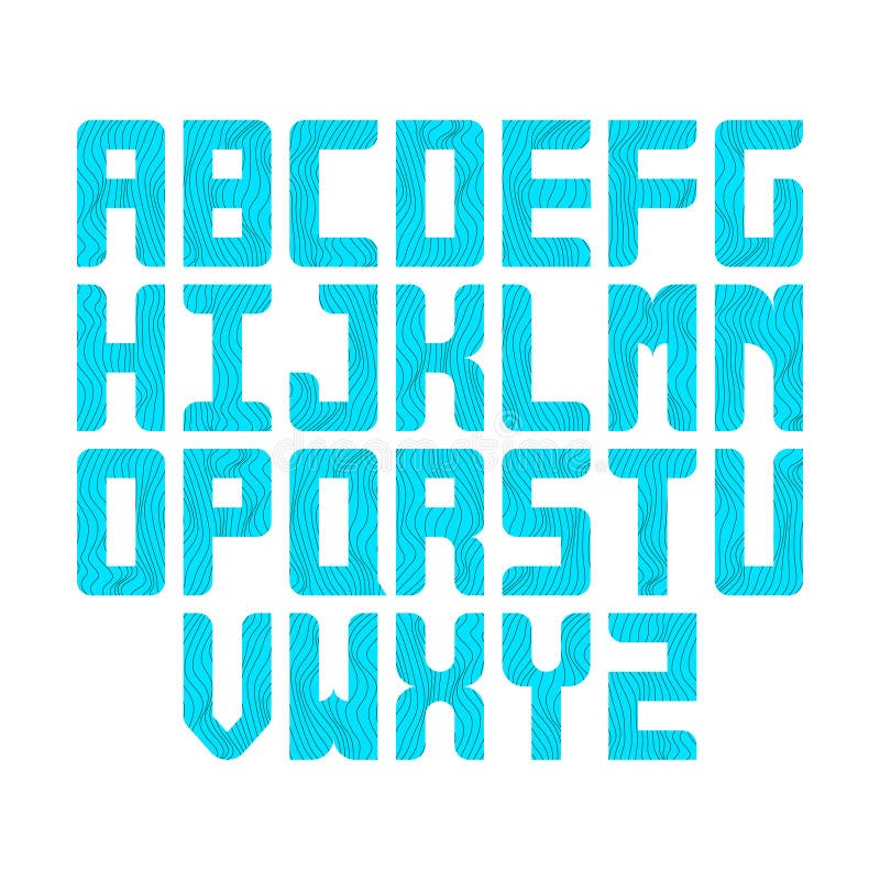 Alphabet Letters with Black and Blue Wavy Lines Pattern Stock ...