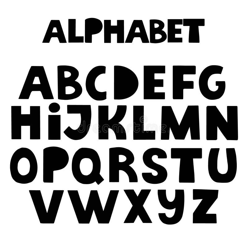 Alphabet Letters. Black Handwritten Font Drawn Stock Vector ...