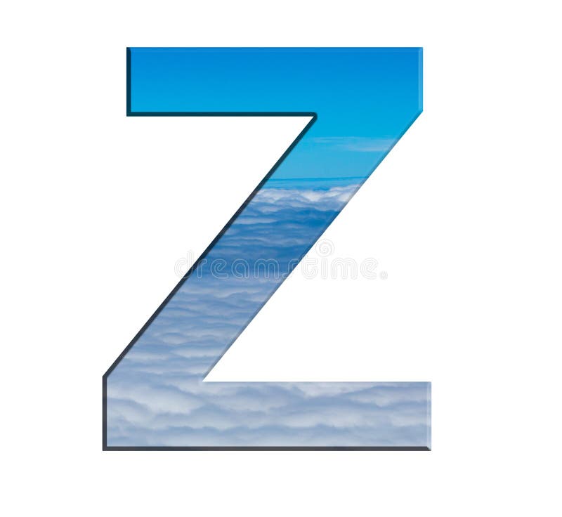 Alphabet Letters Blue Sky with Clouds on a White Background Stock Photo ...