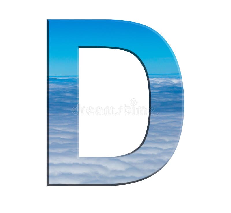 Alphabet Letters Blue Sky with Clouds on a White Background Stock Photo ...