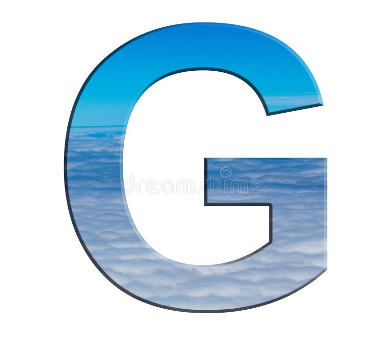 Alphabet Letters Blue Sky with Clouds on a White Background Stock Image ...
